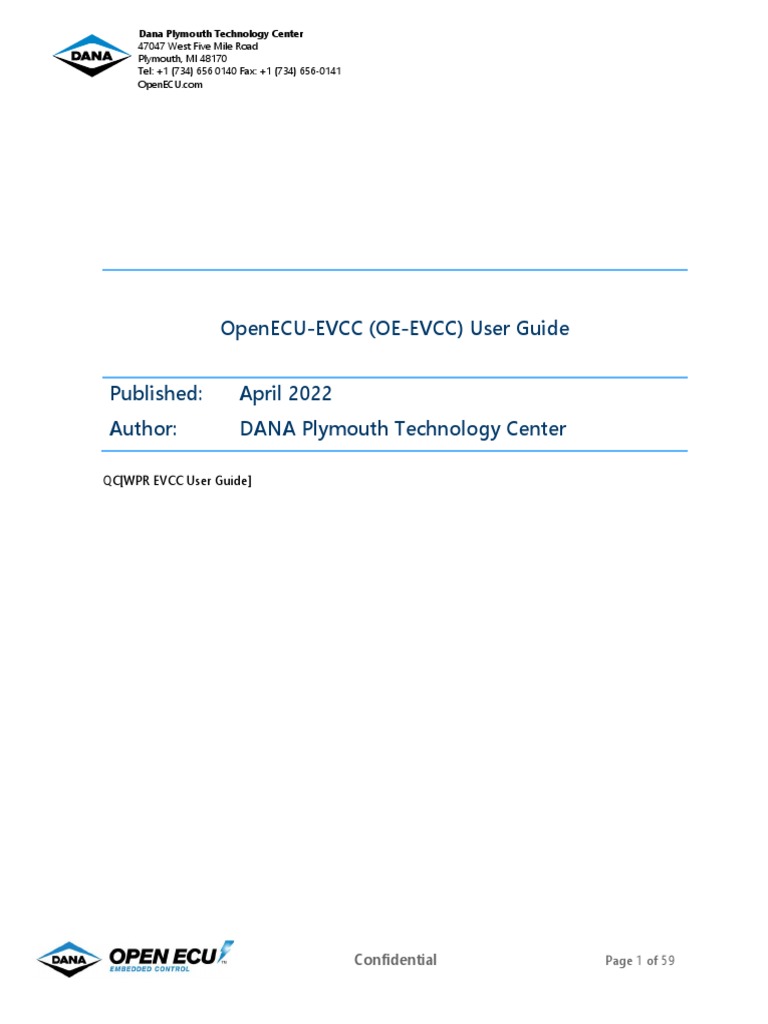 Openecu-Evcc (Oe-Evcc) User Guide Published: April 2022 Author: Dana ...