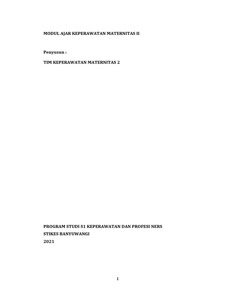 Modul Ajar Maternitas 2 S1 Kep ... | PDF
