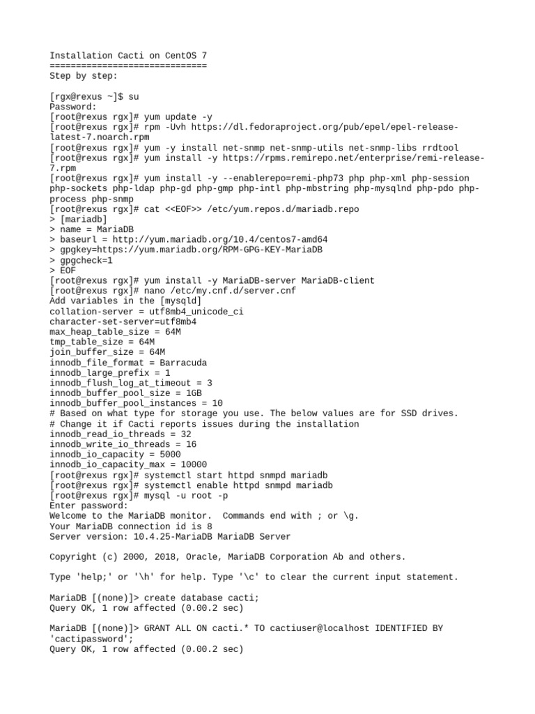 Installation Monitoring Tools Cacti - CentOS 7 | PDF | Superuser ...