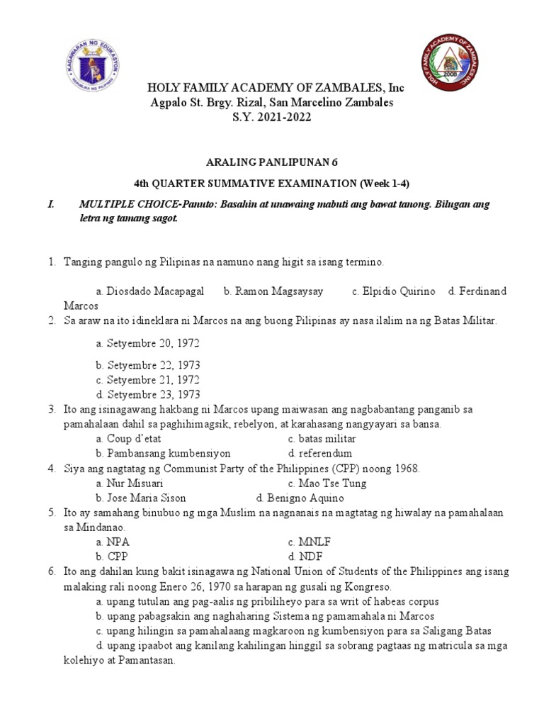 Ap Q4 Week 1-4 Ap 6 | PDF