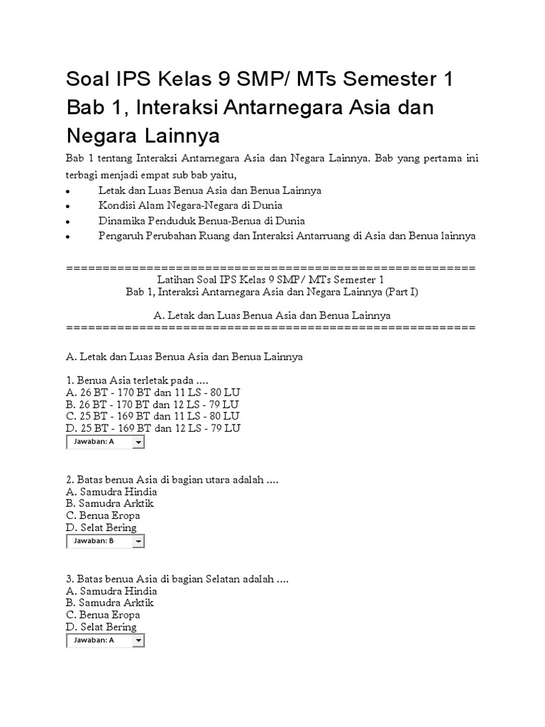 09 Soal Ips Bab 1 Kelas 9 SMP Cheryllia Vallerina 09 | PDF
