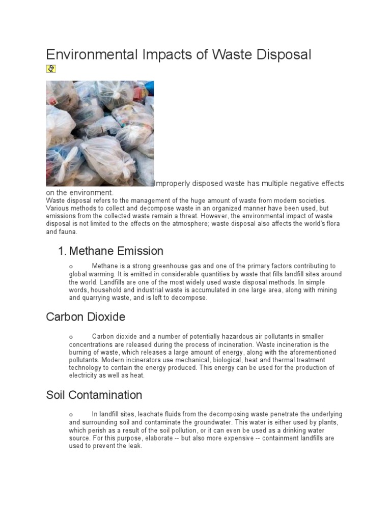 Environmental Effects of Waste Disposal | PDF