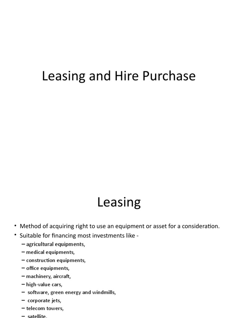 Understanding Leasing vs. Hire Purchase | PDF | Lease | Depreciation