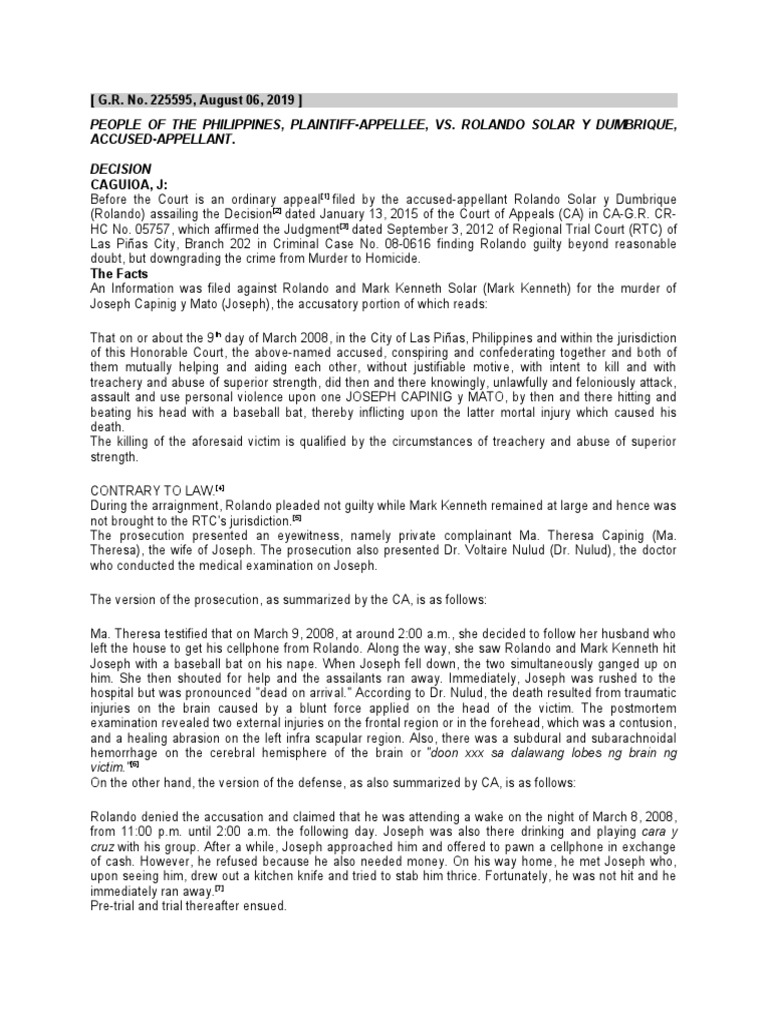 People of The Philippines, Plaintiff-Appellee, vs. Rolando Solar Y ...