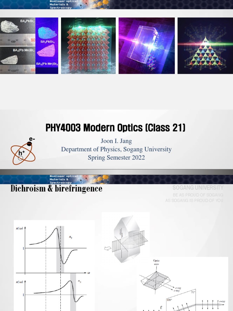 PHY4003 Modern Optics (Class 21) : Joon I. Jang Department of Physics ...