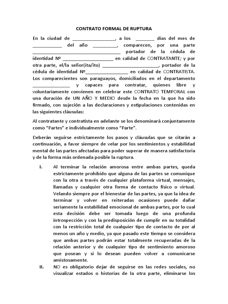 CONTRATO FORMAL DE RUPTURA | PDF