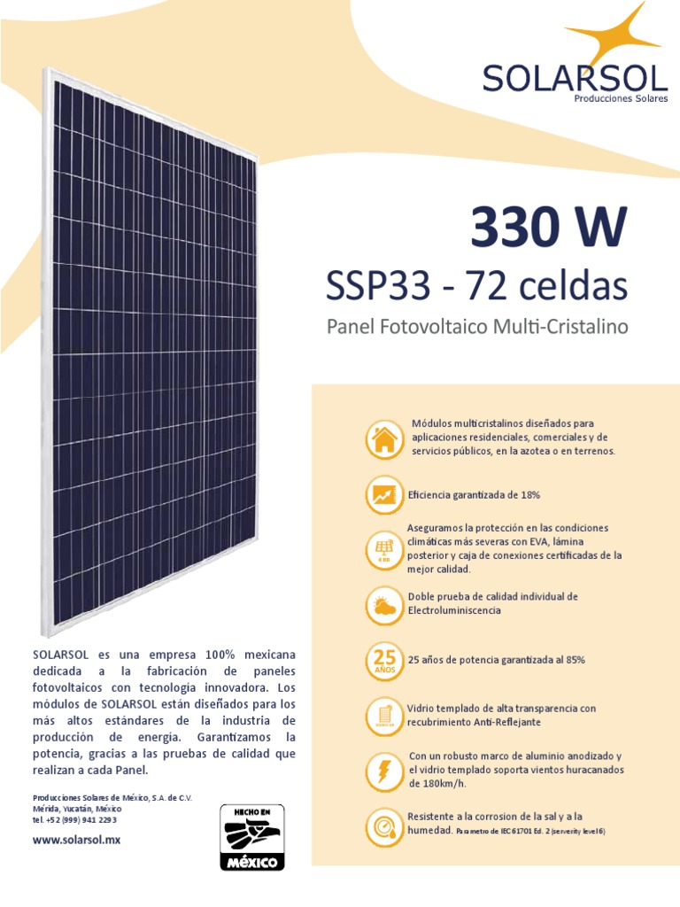 Solarsol - SSP33 - 20180525 | PDF | Panel solar | Fotovoltaica