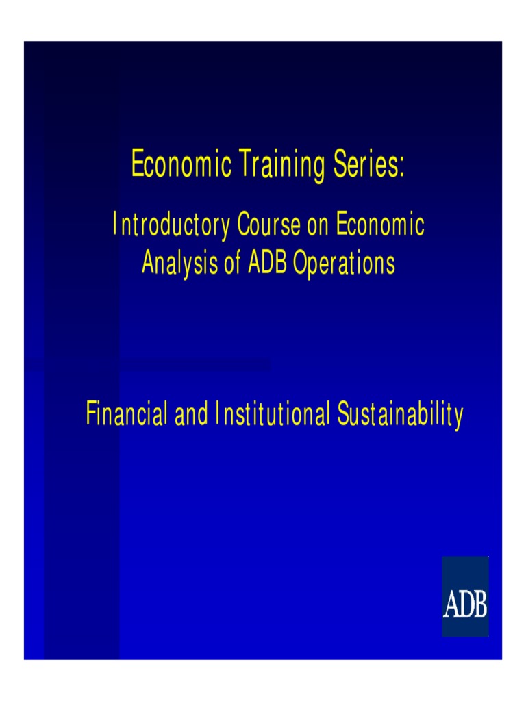Economic Training Series:: Introductory Course On Economic Analysis of ...