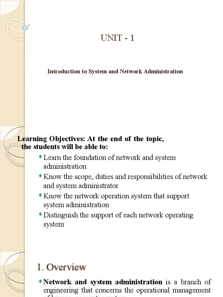 UNIT 1 Information SystemAdmin | PDF | Computer Network | Operating System