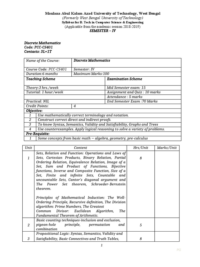 Code: PCC-CS401: Maulana Abul Kalam Azad University of Technology, West ...