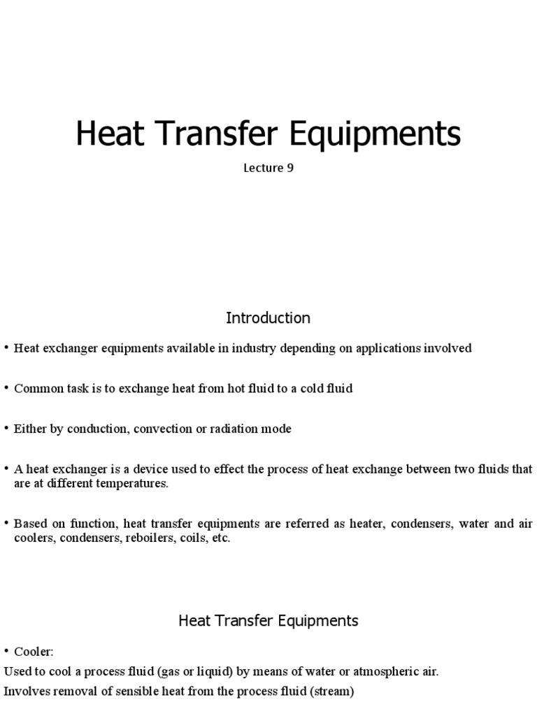 Heat Transfer Equipments | PDF | Heat Exchanger | Pipe (Fluid Conveyance)