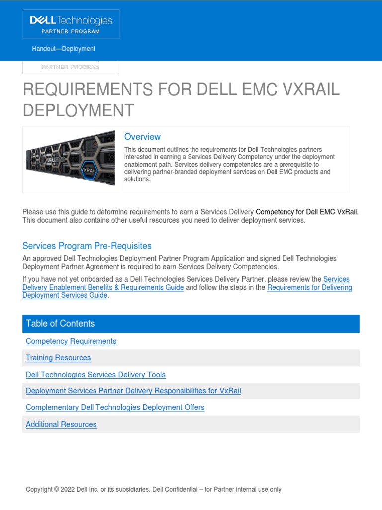 Requirements For Dell Emc Vxrail Deployment | PDF | Computer Network | Information Technology