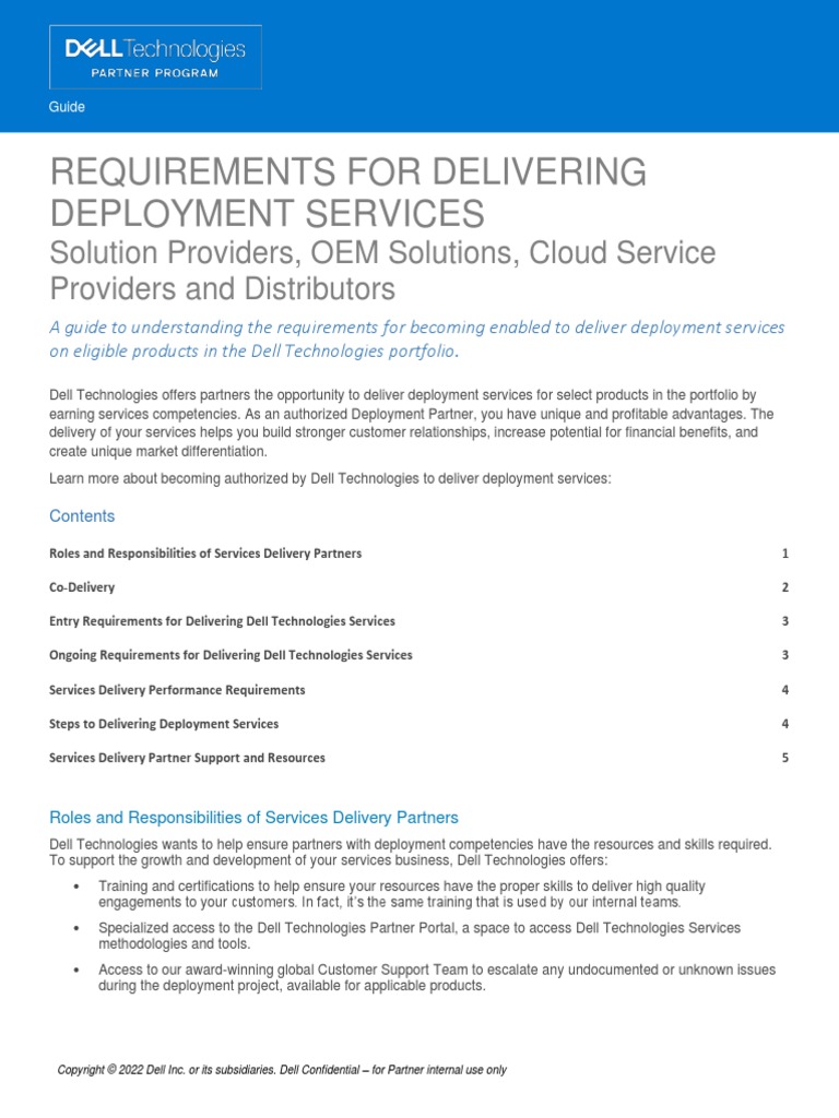 Requirements For Delivering Deployment Services | PDF | Dell | Cloud Computing