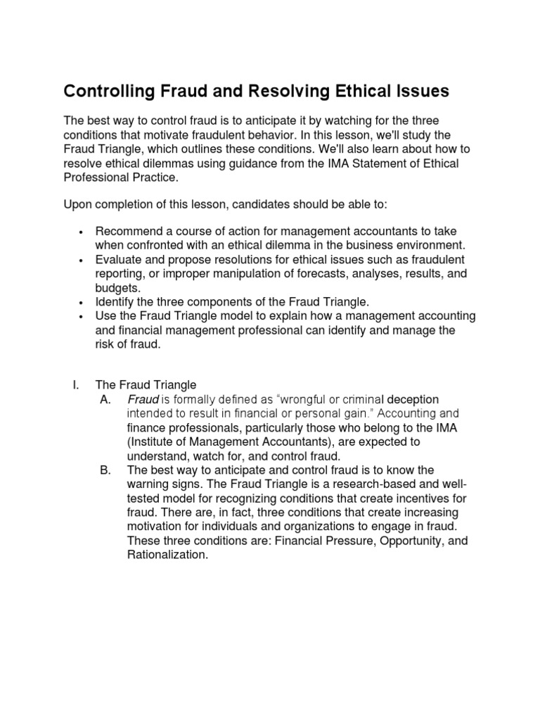 Controlling Fraud and Resolving Ethical Issues | PDF | Inventory | Fraud