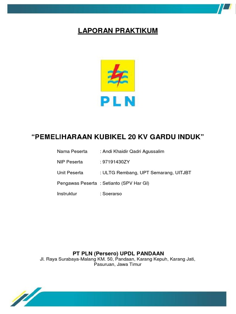 Pemeliharaan Kubikel 20 kV PLN Pandaan | PDF | Sains & Matematika