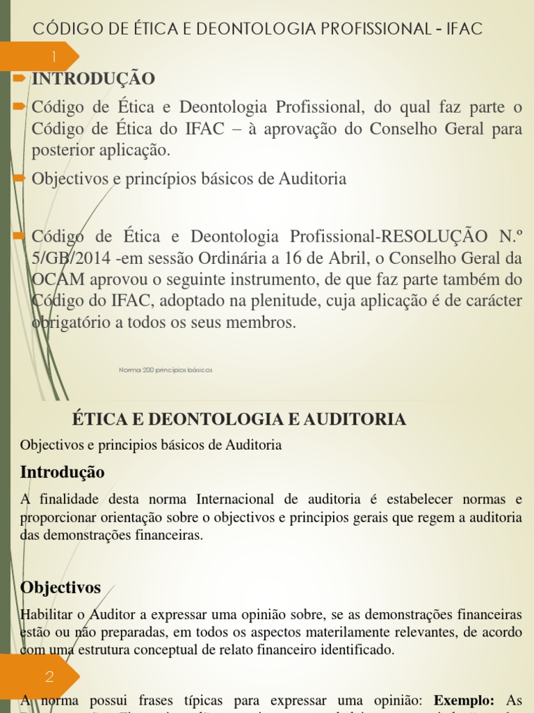 Código de Ética e Deontologia IFAC | PDF | Contabilidade | Business