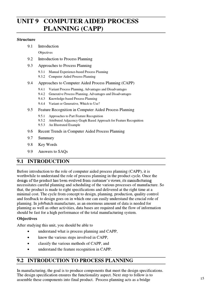 Unit 9 Computer Aided Process Planning (Capp) : Structure | Download ...