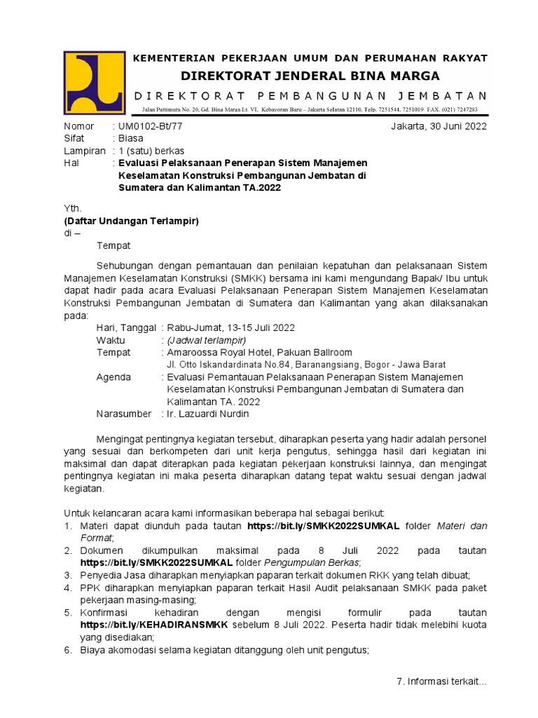 Undangan SMKK 2022 (Bogor, 13-15 Juli) .Docx - Sign | PDF