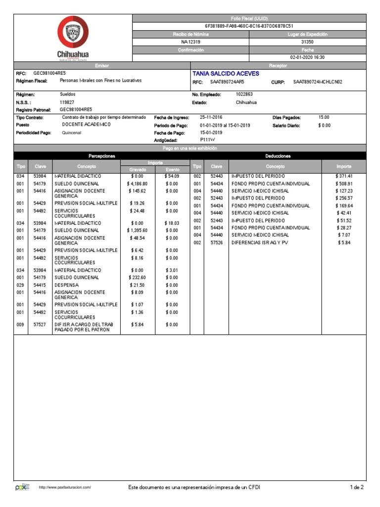 Tania Salcido Aceves: Régimen Fiscal: RFC: Curp: RFC: Régimen: Estado ...