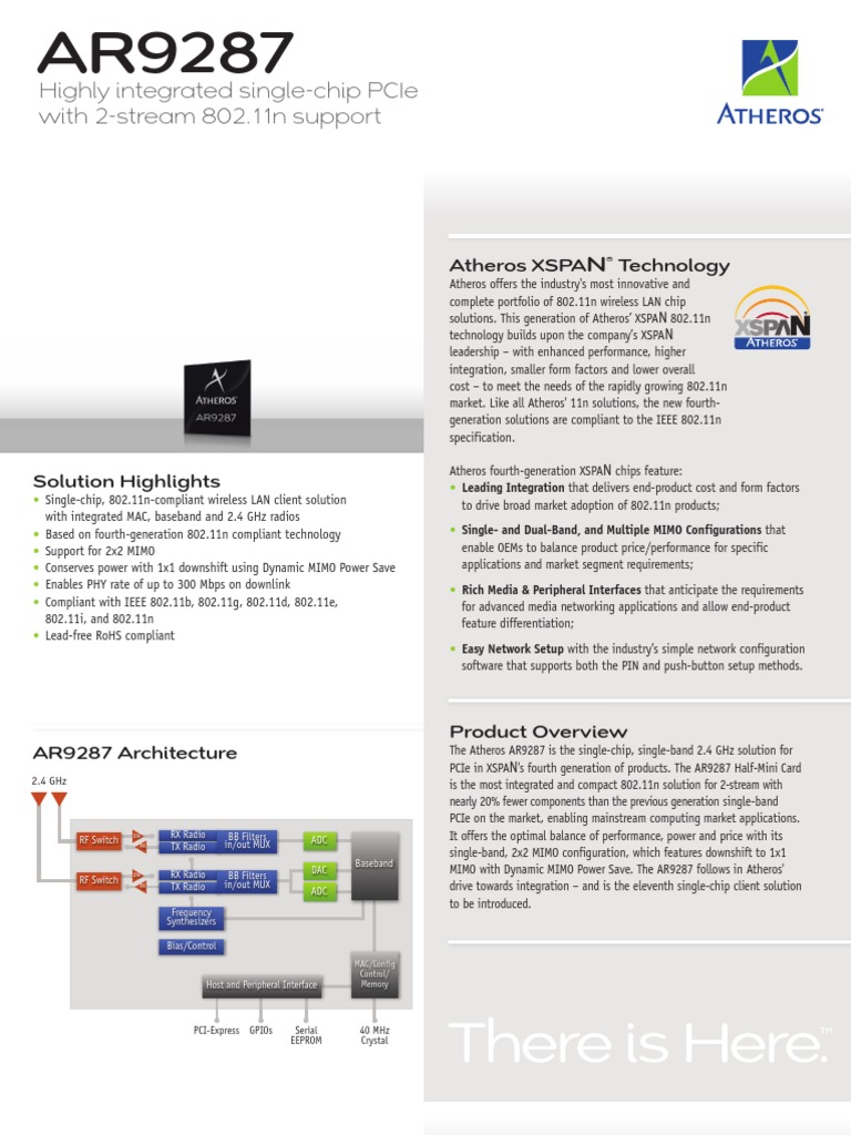 Atheros AR9287 | PDF | Ieee 802.11 | Wireless Lan