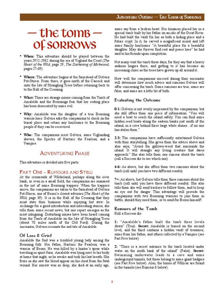 Tomb of Sorrows | PDF