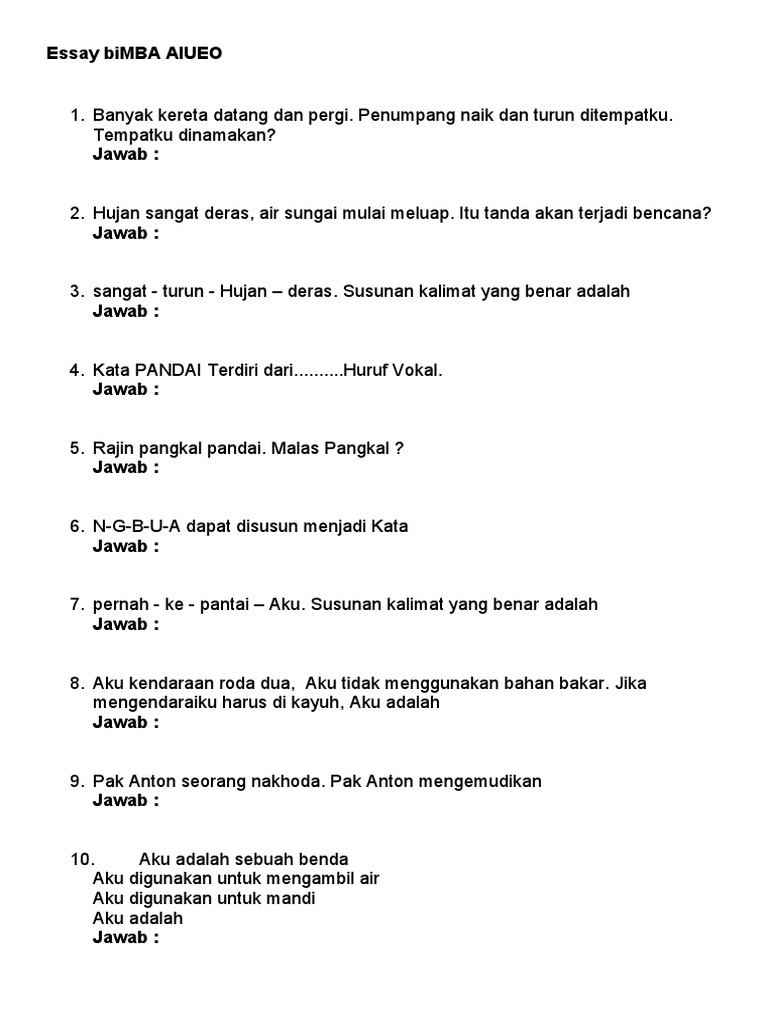 Contoh Soal dan Modul biMBA AIUEO | PDF