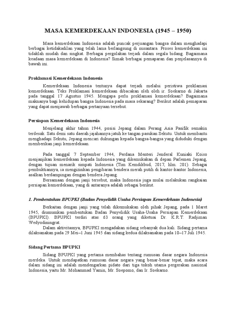 Masa Kemerdekaan Indonesia | PDF