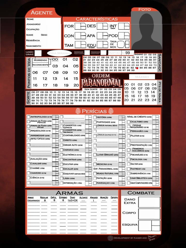 500948740 Ficha Ordem Paranormal Preenchivel | PDF