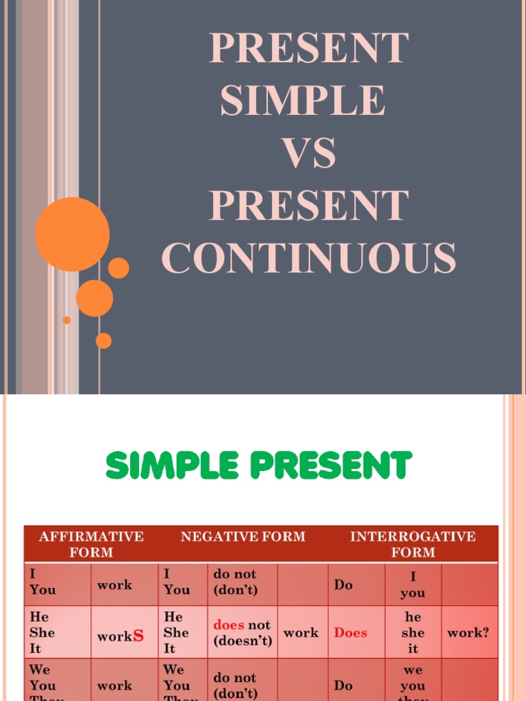Present Simple VS Present Continuous | PDF | Linguistics