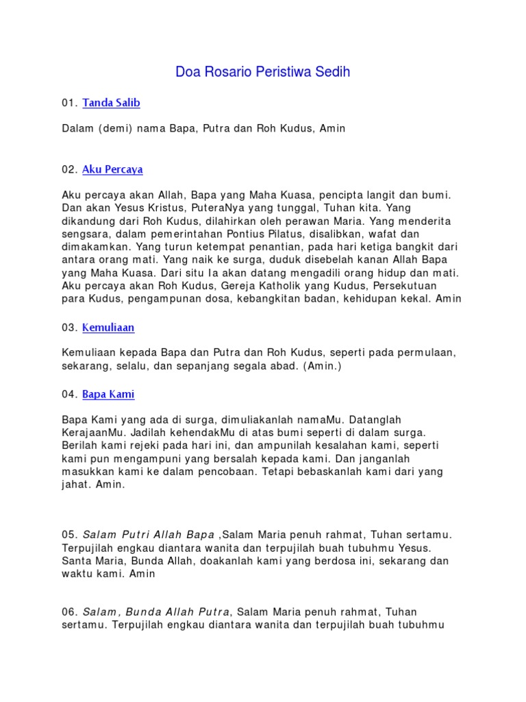Doa Rosario Peristiwa Sedih | PDF
