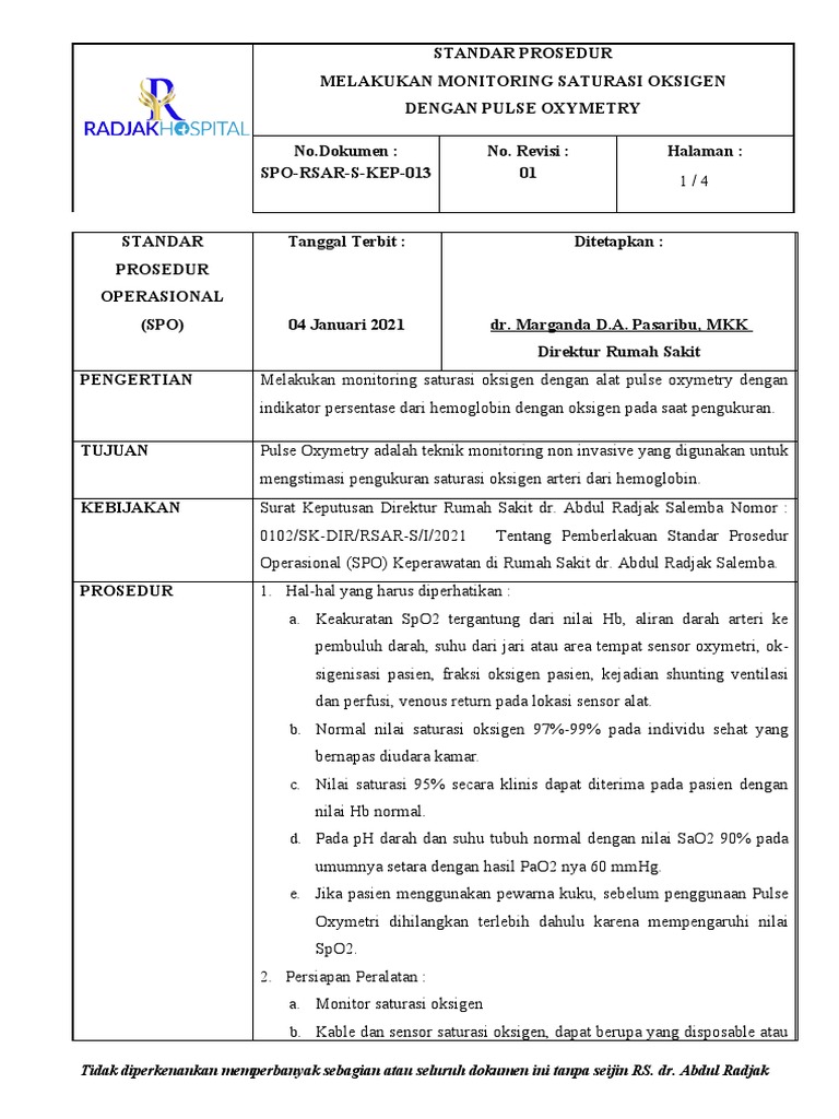 SPO Monitoring Saturasi Oksigen | PDF