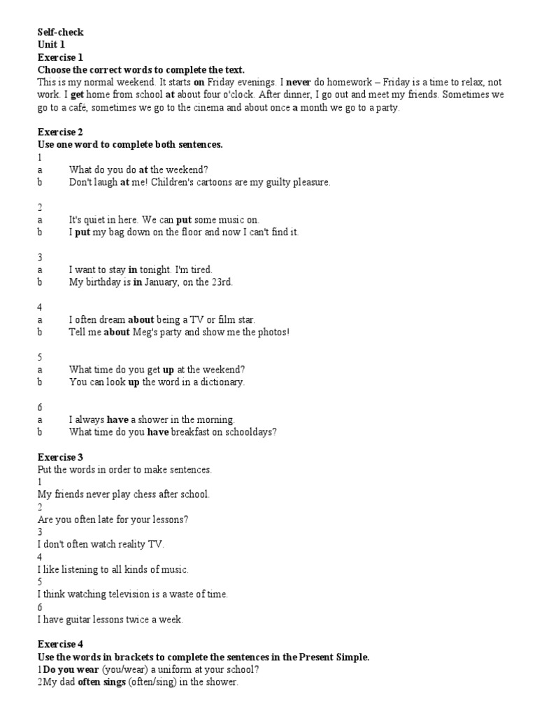 High Note 1 Self-Check 1 Key | PDF | Workweek And Weekend