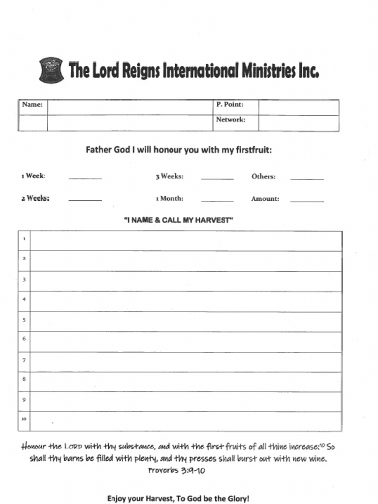 First Fruit Form 2022 | PDF