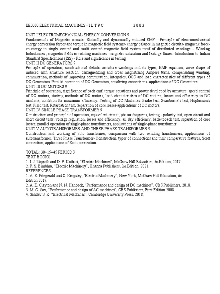 Ee3303 Electrical Machines | Download Free PDF | Transformer | Electric ...