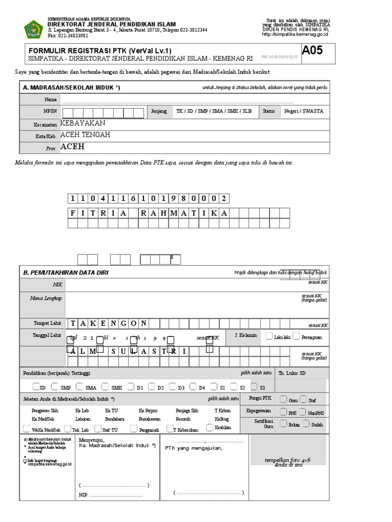 Formulir A05 Islam | PDF