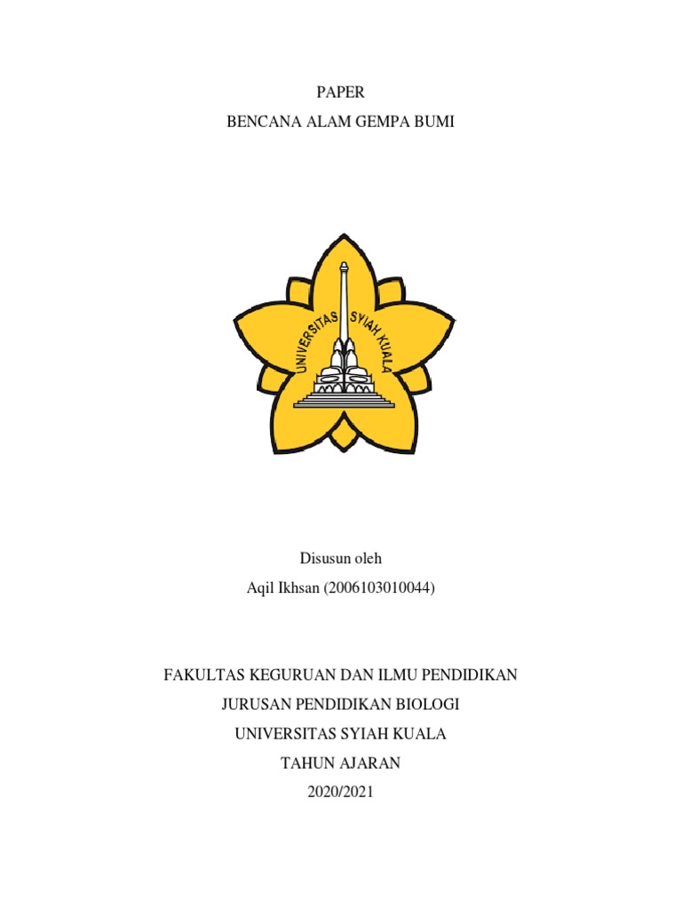 Tugas Paper - Gempa Bumi - Aqil Ikhsan - 2006103010044 | PDF | Politik | Ilmu Sosial