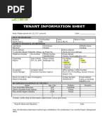 Tenant Information Sheet Form | PDF
