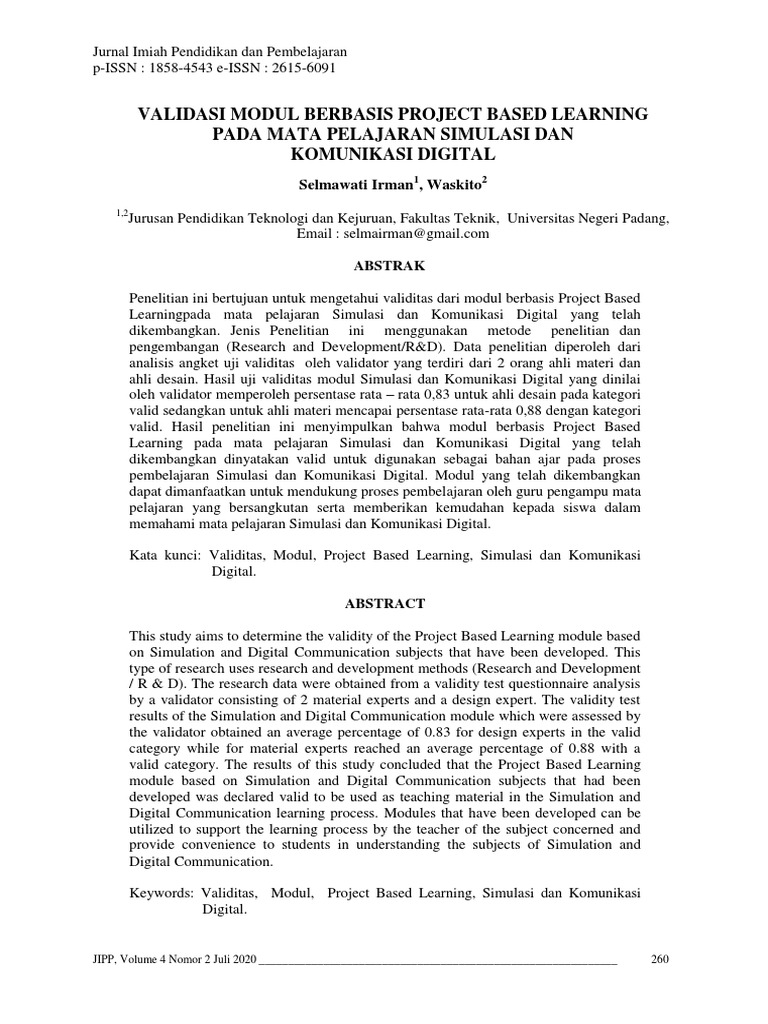Validasi Modul Project Based Learning | PDF