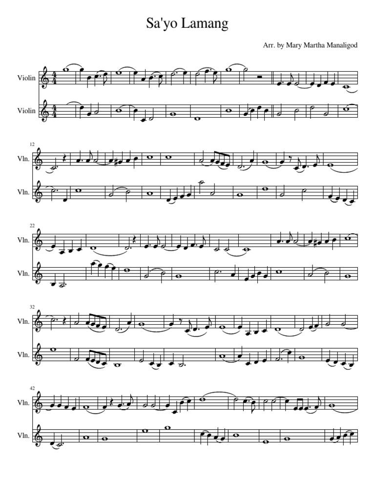 Sa'yo Lamang: Arr. by Mary Martha Manaligod | PDF