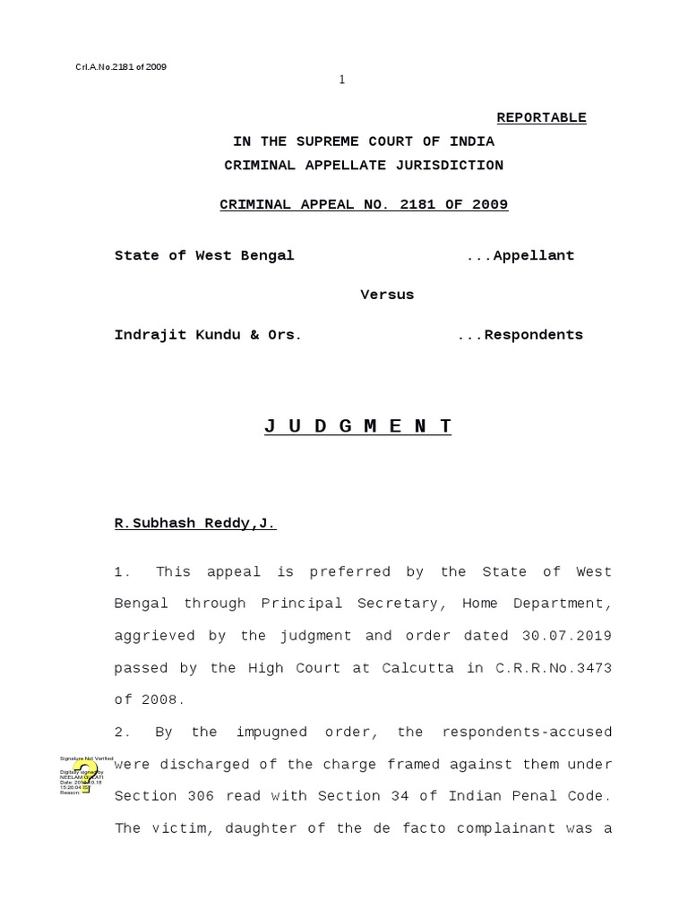 State of West Bengal V Indrajit | PDF | Judgment (Law) | Appeal