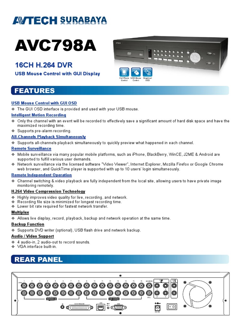 DVR Avc 798D - Avtech Surabaya | PDF | Video | Graphical User Interfaces