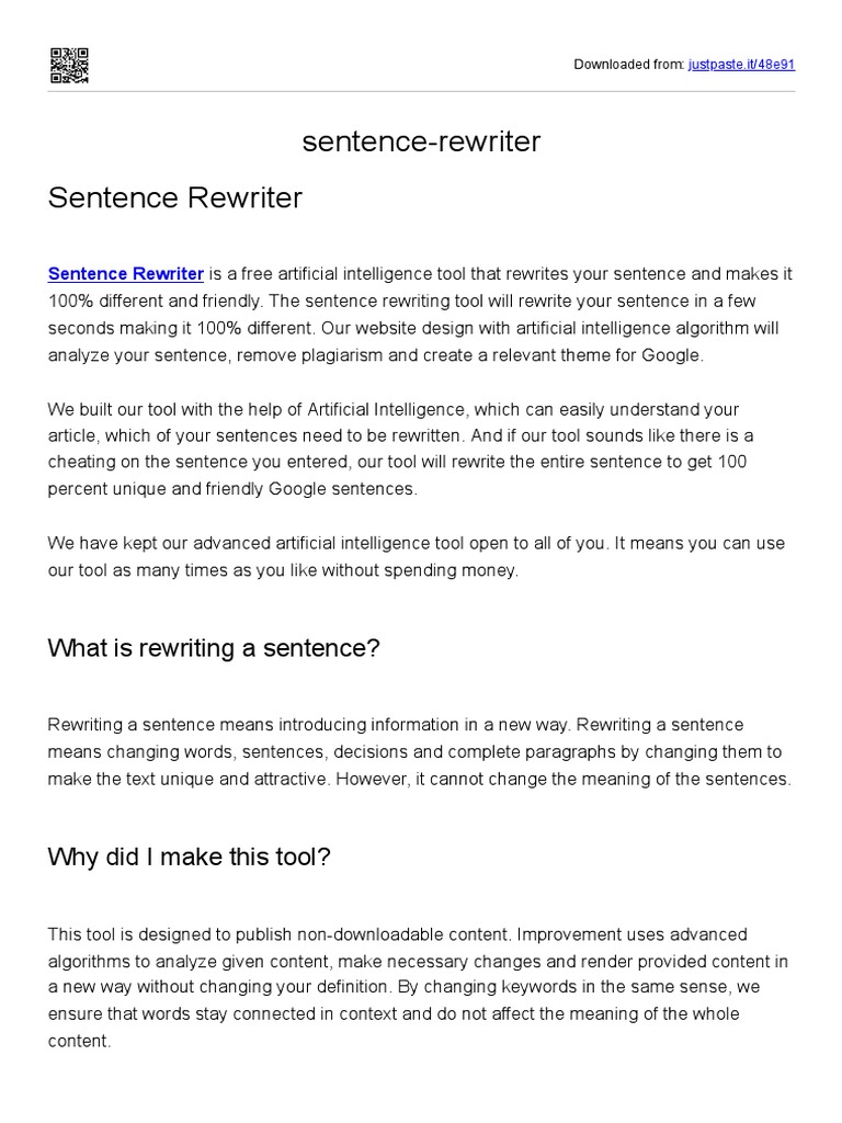 Sentence-Rewriter Sentence Rewriter: What Is Rewriting A Sentence? | PDF