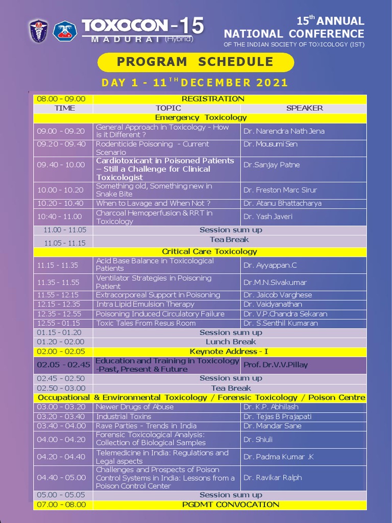 Program Schedule Speakers | PDF | Toxicology | Medical Specialties