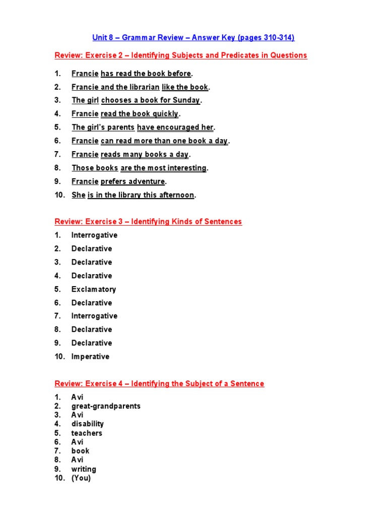 Unit 8 Grammar Review Exercises Answer Key | PDF | Impressionism ...