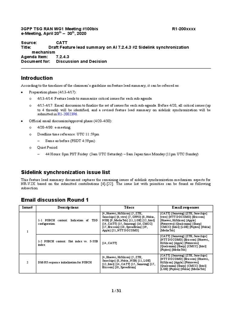 Draft R1-2002396 Feature Lead Summary #2 On AI 7.2.4.3 Sidelink Synchronization Mechanism - v0 ...