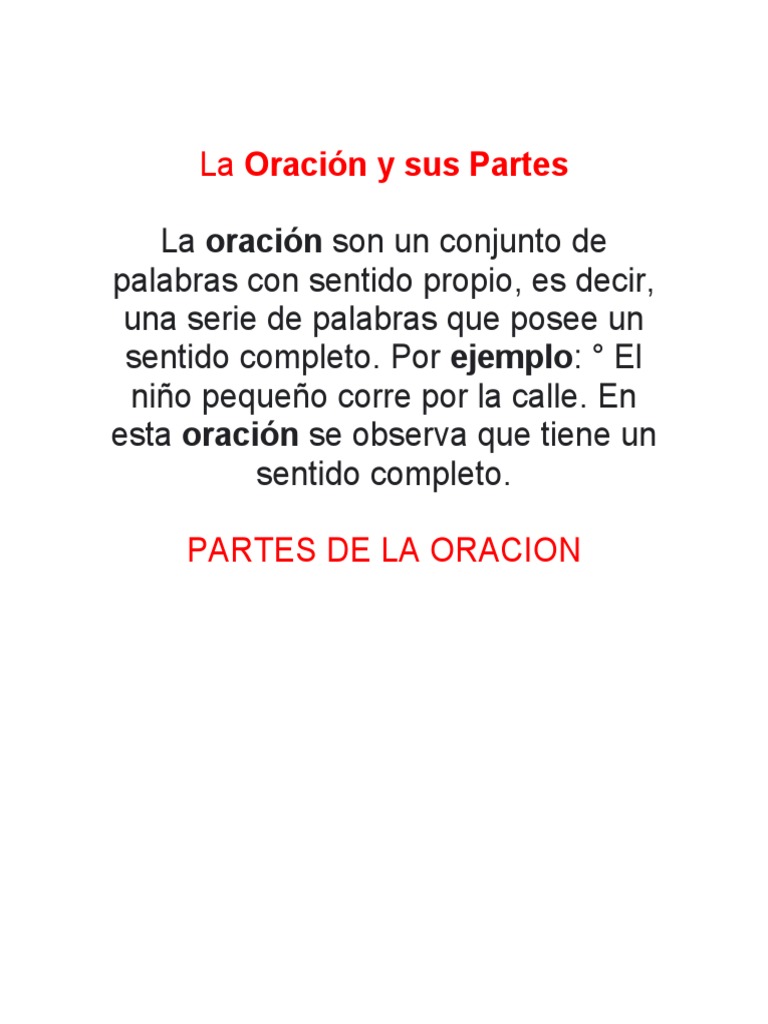 Partes de la Oración Explicadas | PDF