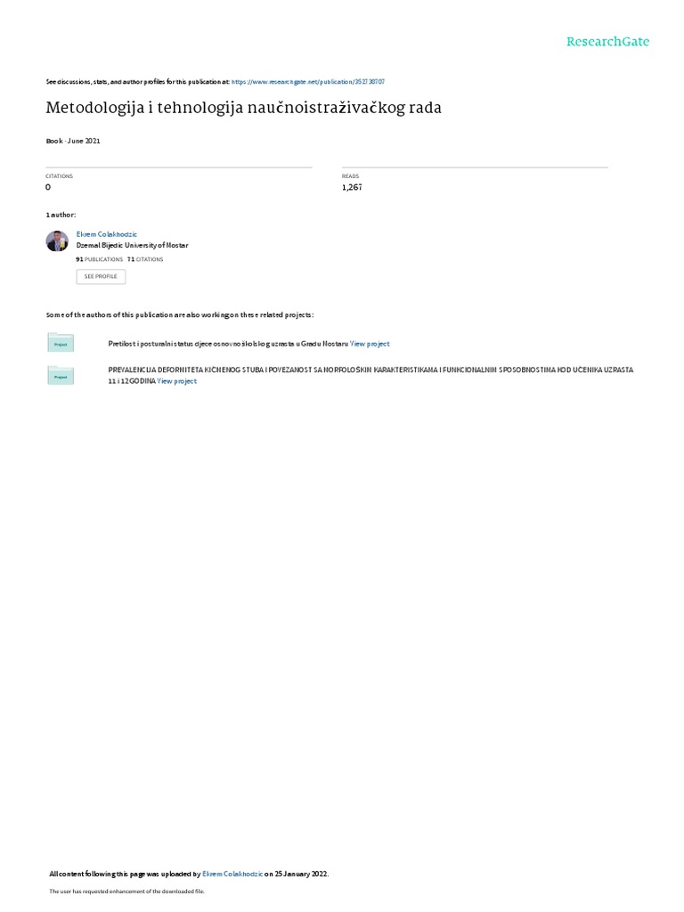 Metodologija I Tehnologija Naučnoistraživačkog Rada: June 2021 | PDF