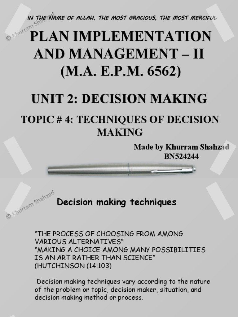 Plan Implementation and Management - Ii (M.A. E.P.M. 6562) | PDF ...