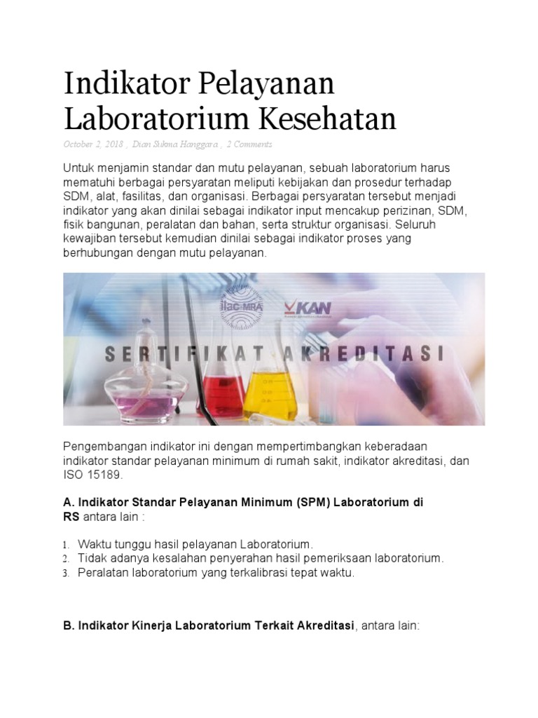 Indikator Pelayanan Laboratorium Kesehatan | PDF
