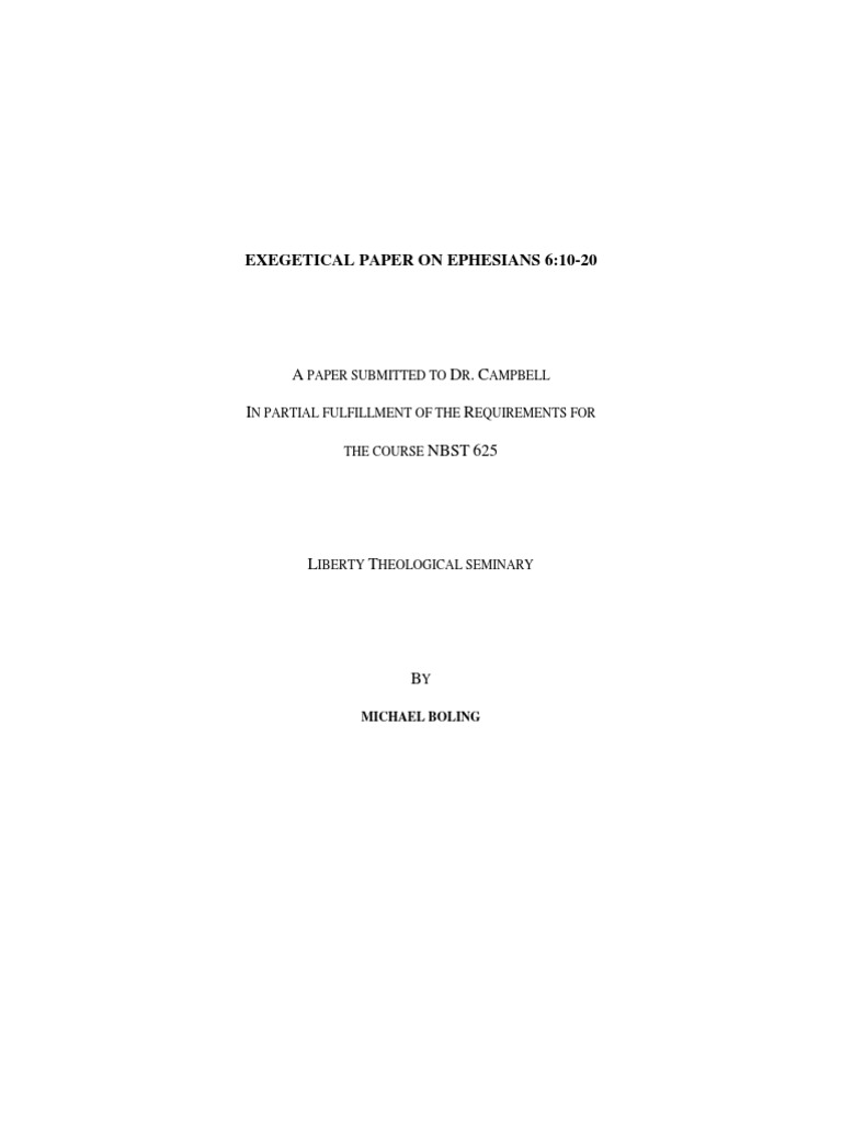 Boling - Exegetical Paper On The Full Armor of God | PDF | Armor Of God ...